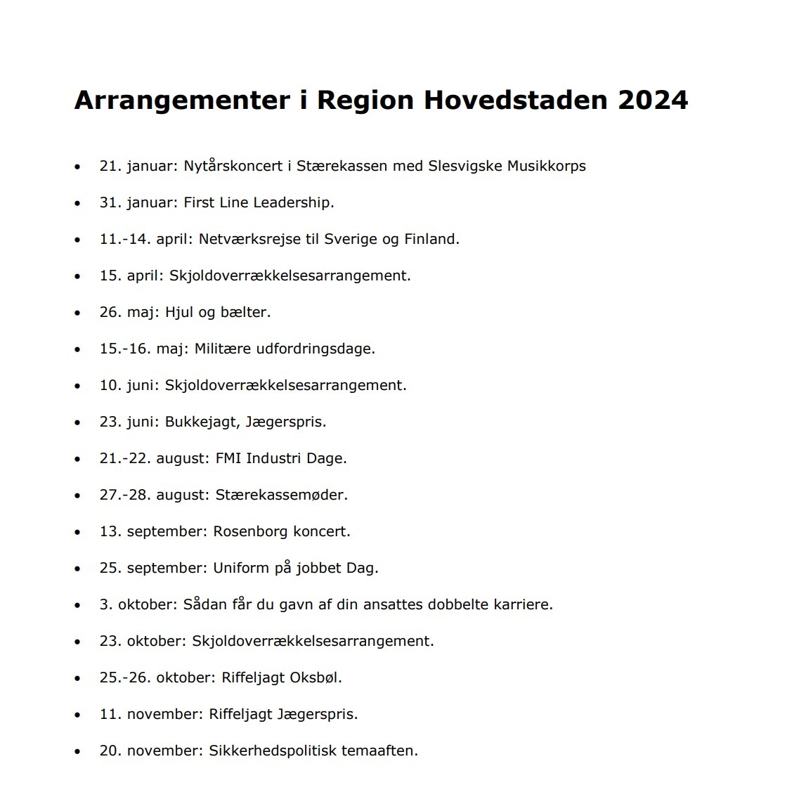 Arrangementer i Region Hovedstaden 2024 - InterForce
